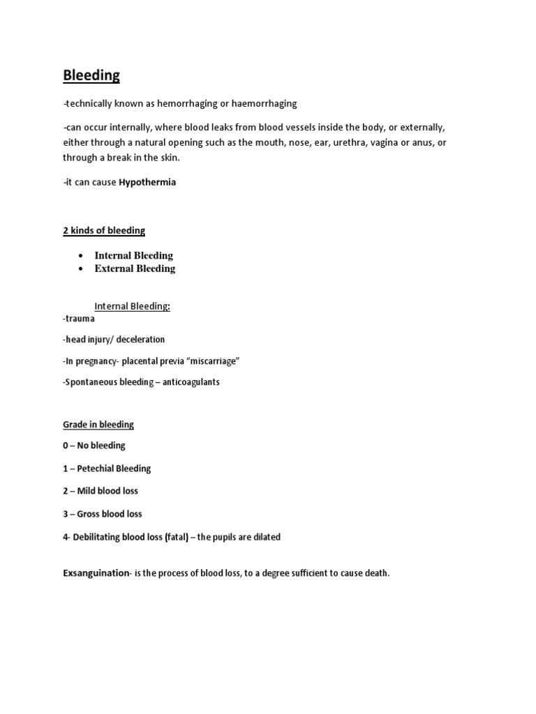 2 Kinds of Bleeding | PDF | Bleeding | Wound