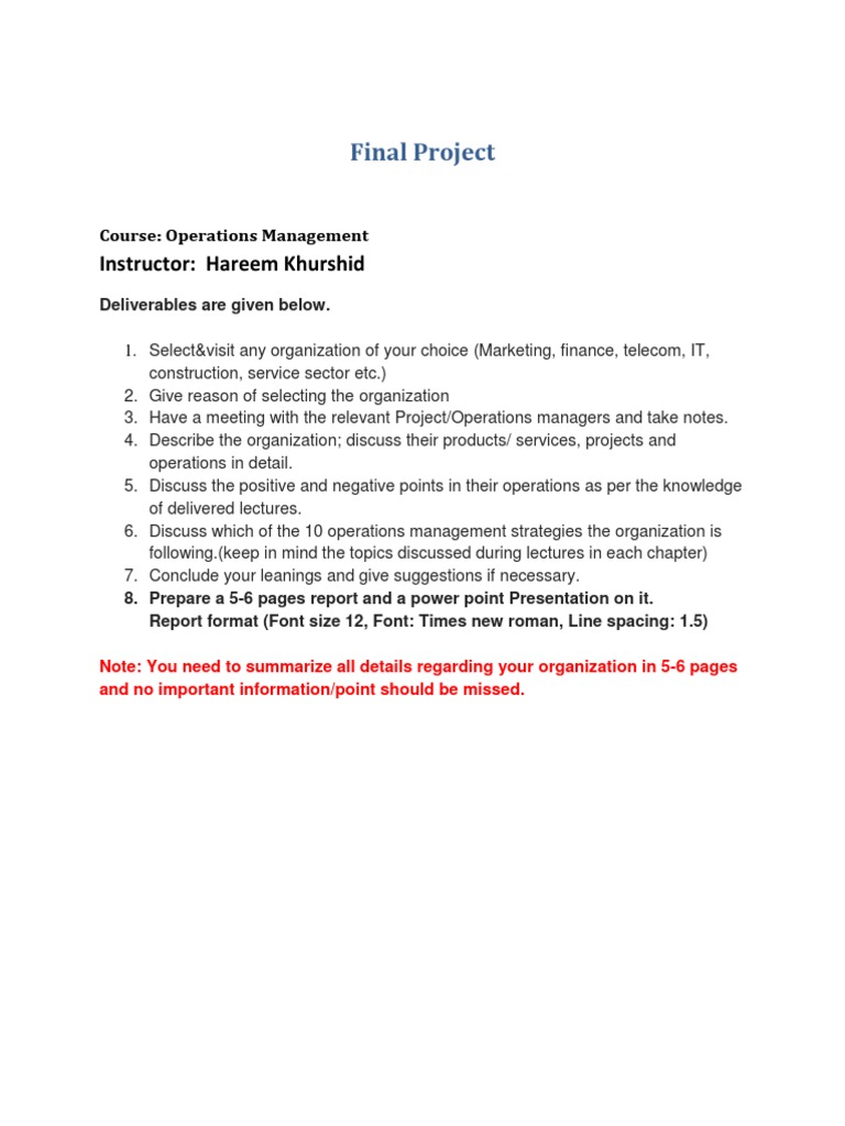 Final Project: Instructor: Hareem Khurshid | PDF