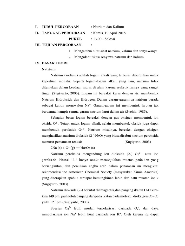 Sifat dan Kegunaan Natrium-Kalium | PDF