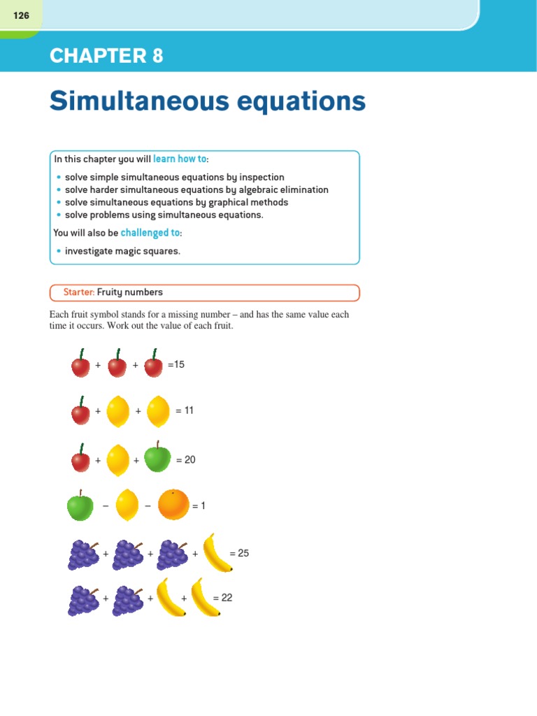 08 - Simultaneous Equations PDF | PDF | Equations | Algebra