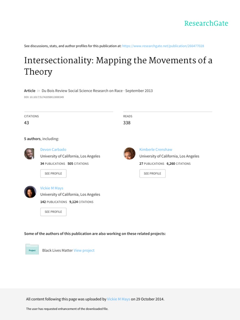 Devon Carbado, Kimberle Crenshaw, Vickie Mays - Intersectionality ...