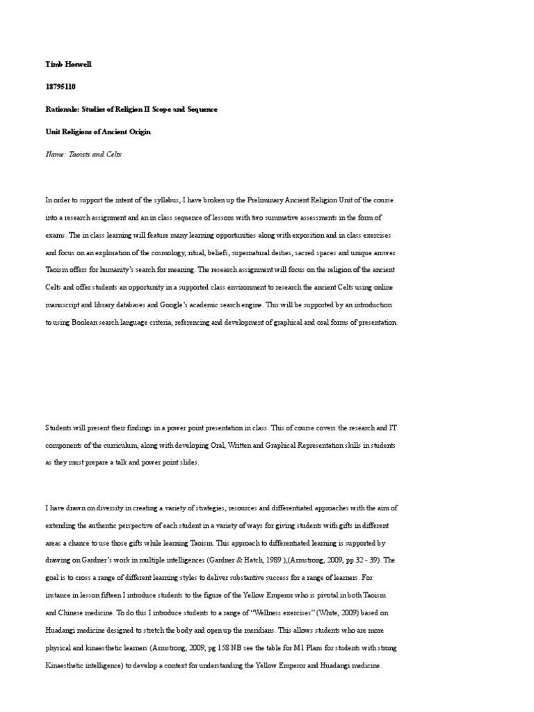 Taoism and Celts HSC Preliminary Stage 6 Syllabus | PDF | Tao ...