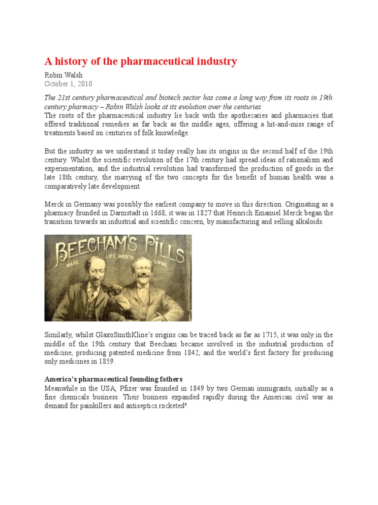 A History of The Pharmaceutical Industry | PDF | Pancreas ...