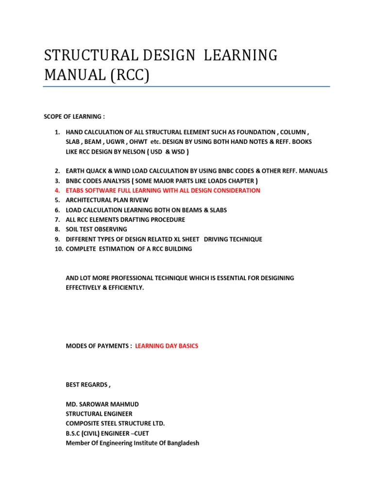 Structural Design Learning Manual | PDF