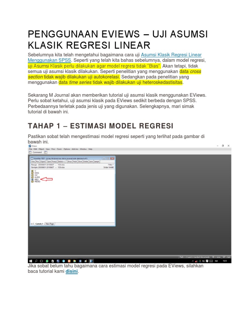 Penggunaan Eviews | PDF