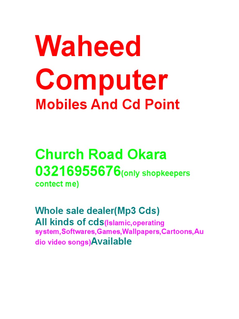 Waheed Computer: Mobiles and CD Point | PDF