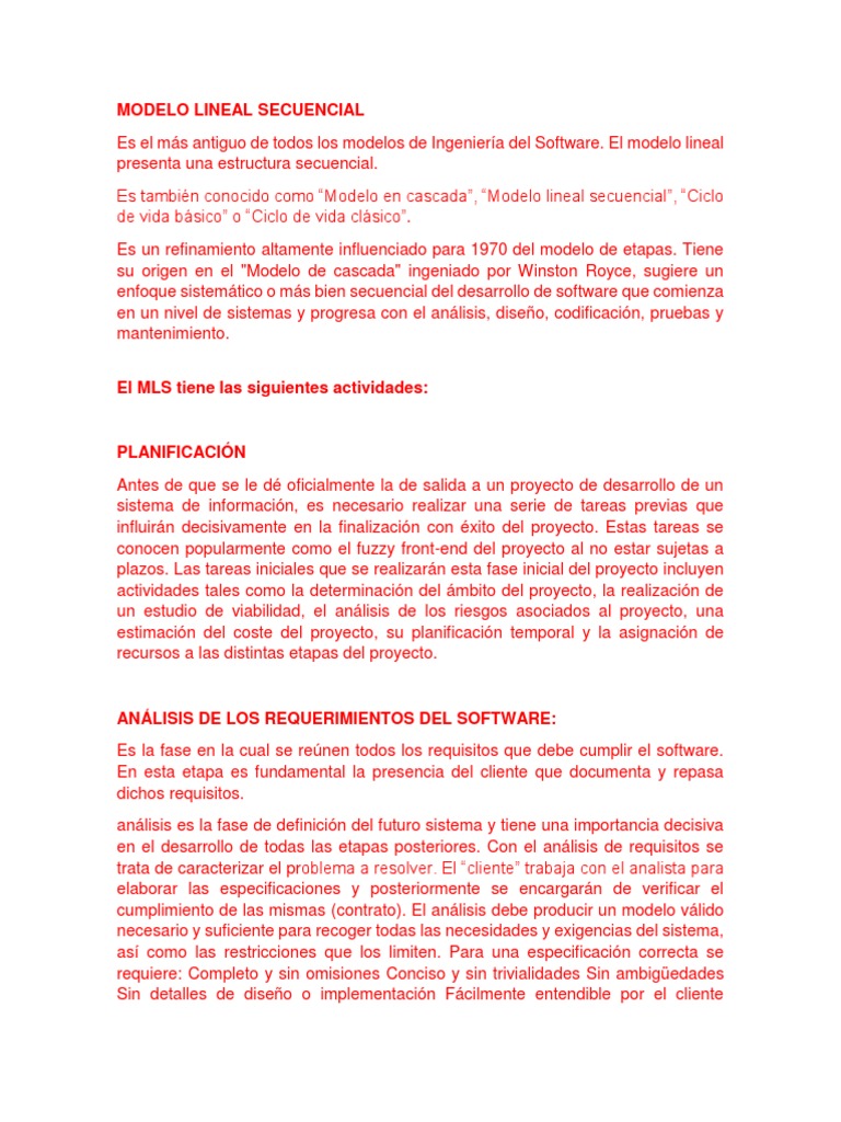 Modelo Lineal Secuencial | PDF | Software | Diseño