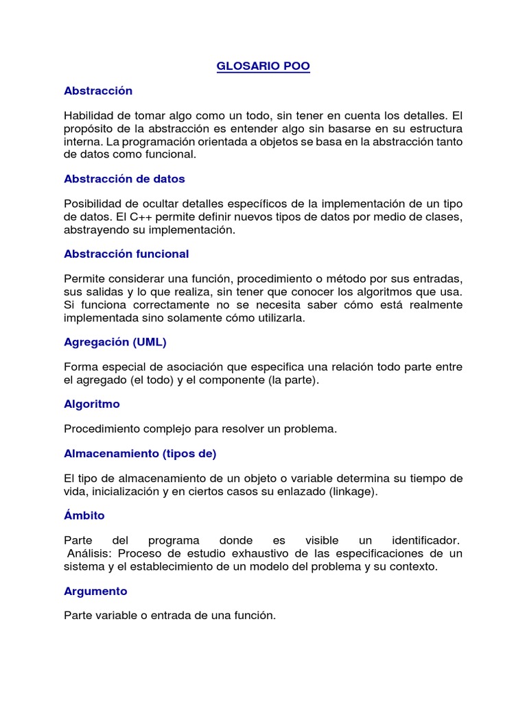 Glosario Poo | PDF | Objeto (informática) | C