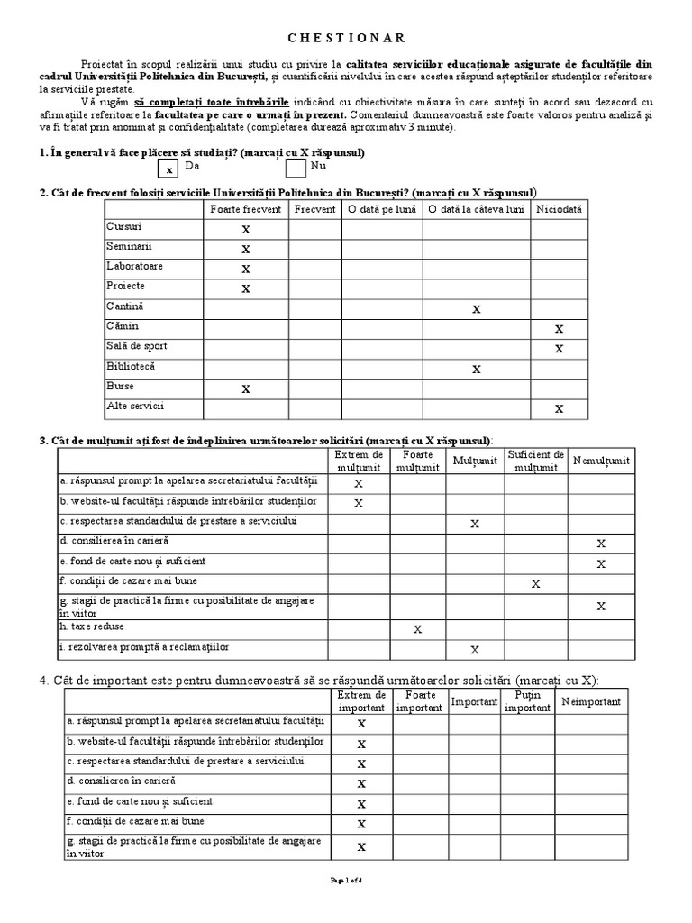 Chestionar Studenti UPB - v3 1 | PDF
