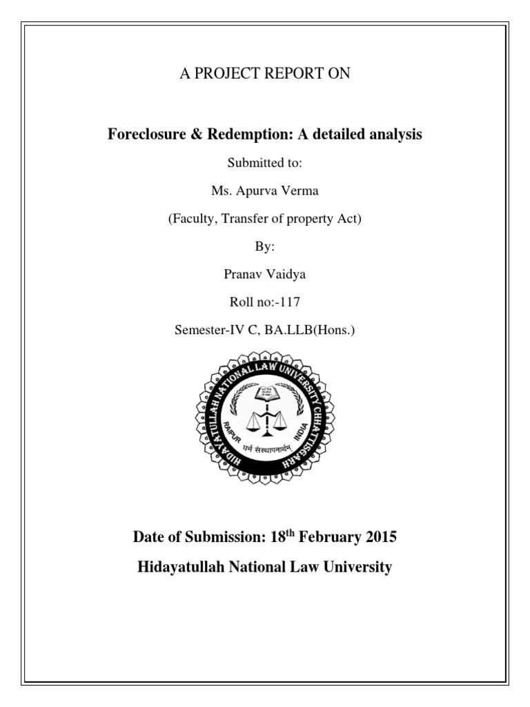 Foreclosure & Redemption Report | PDF | Mortgage Law | Foreclosure