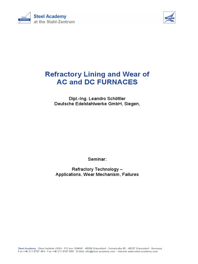 EAF Refractory Linings and Wear Analysis | PDF | Steelmaking | Refractory