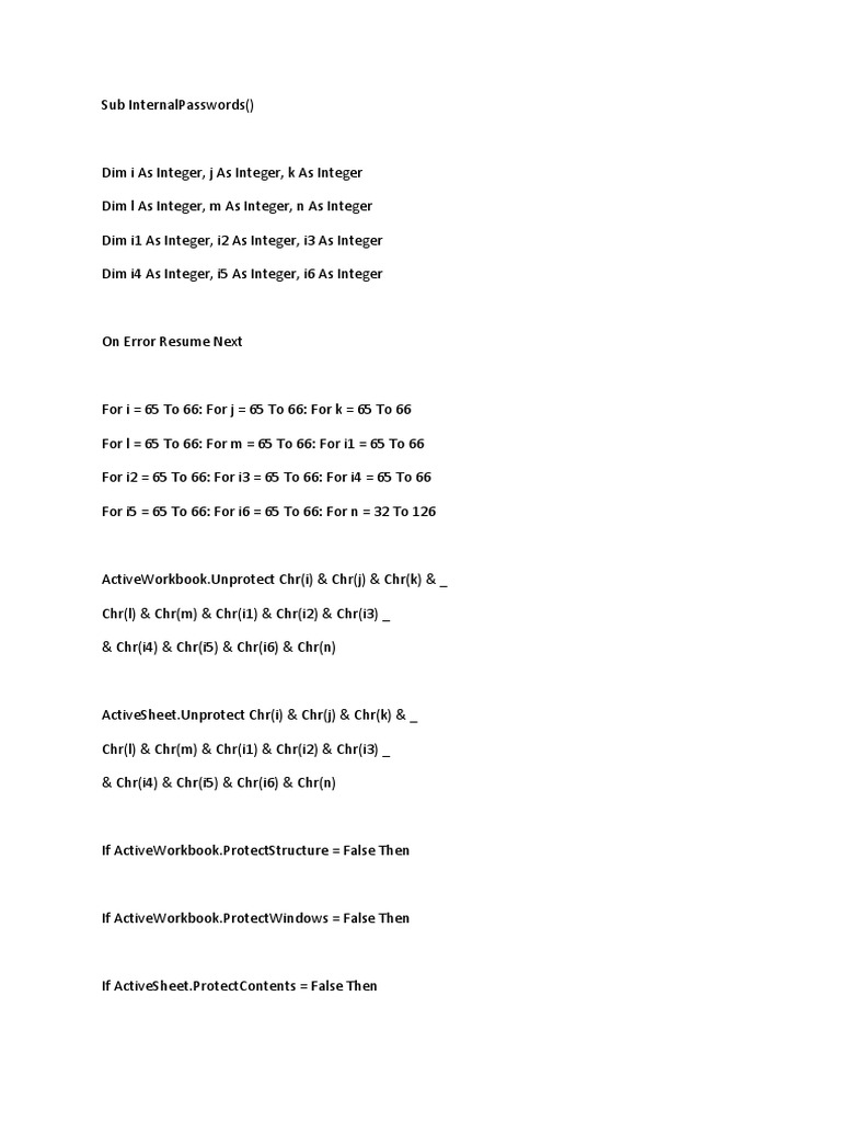 Sub InternalPasswords | PDF