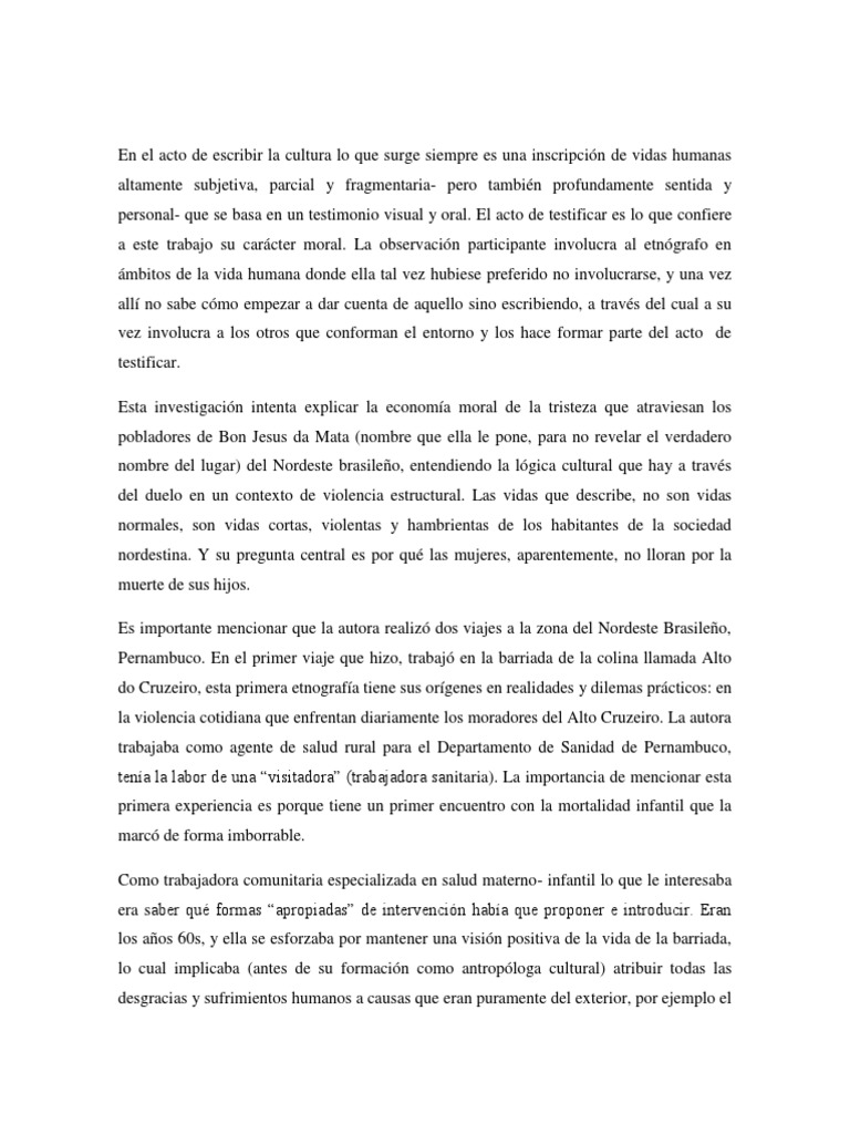 Nancy Scheper - Hughes Metodo | PDF | Etnografía | Mujer