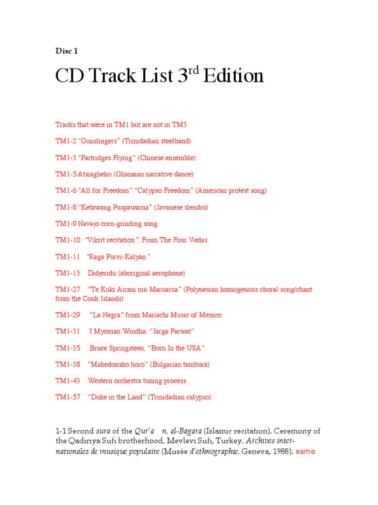 CD Track List | PDF | Performing Arts | Jazz Music