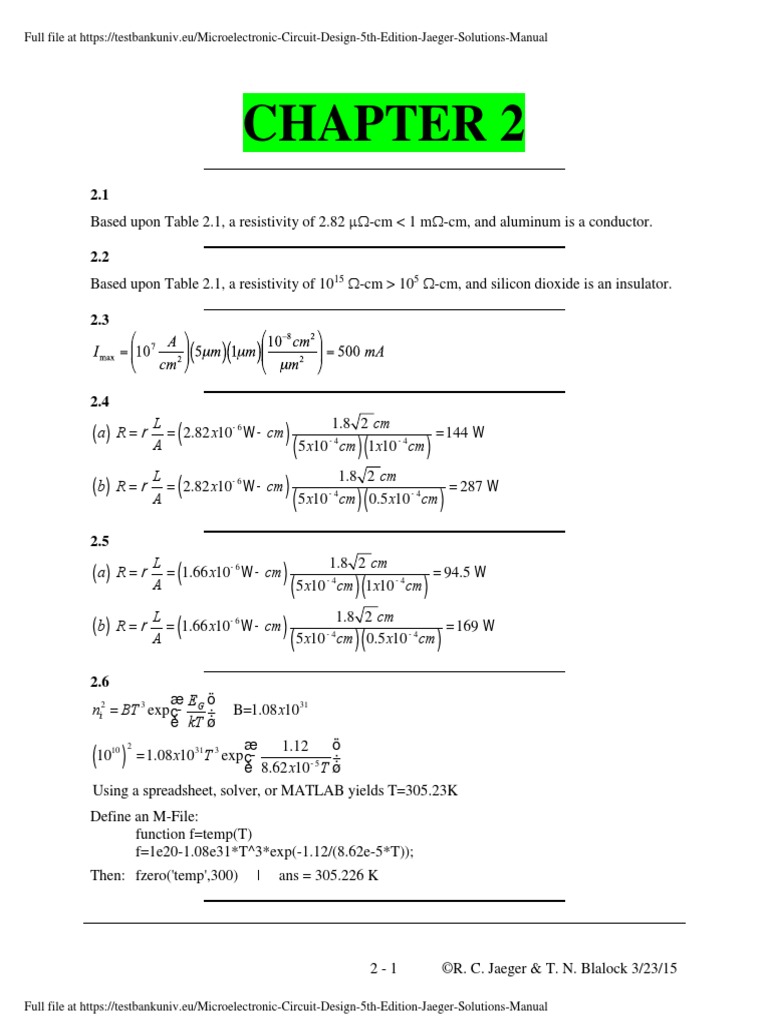 Microelectronic Circuit Design 5th Edition Jaeger Solutions Manual | PDF | Teaching Methods ...