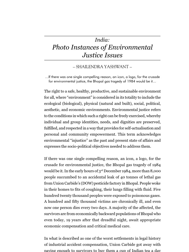 Environmental Justice - A Photo Essay | PDF | Unilever | Sustainability