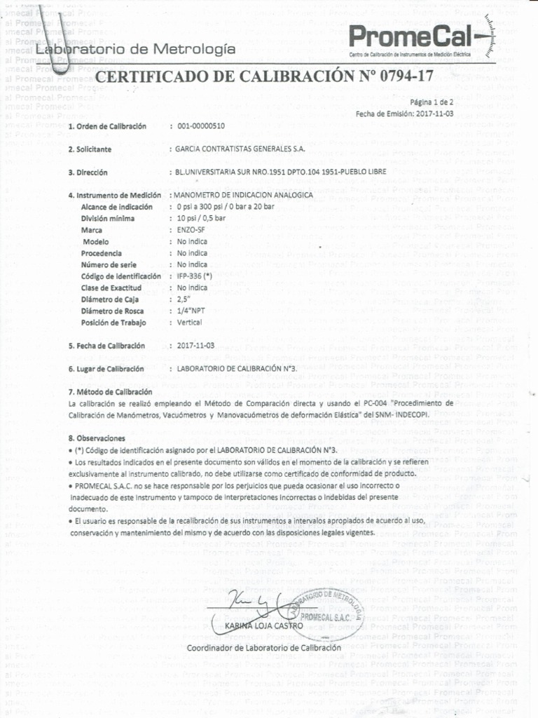 Certificado de Calibracion de Equipos PDF | PDF