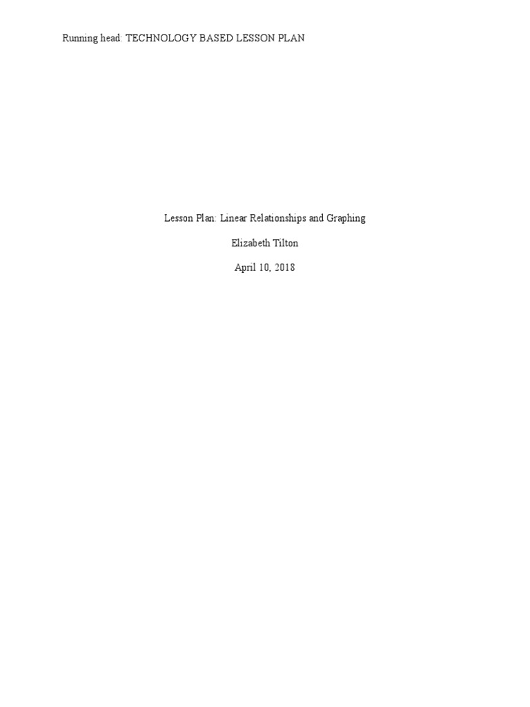Running Head: Technology Based Lesson Plan | PDF | Individualized ...