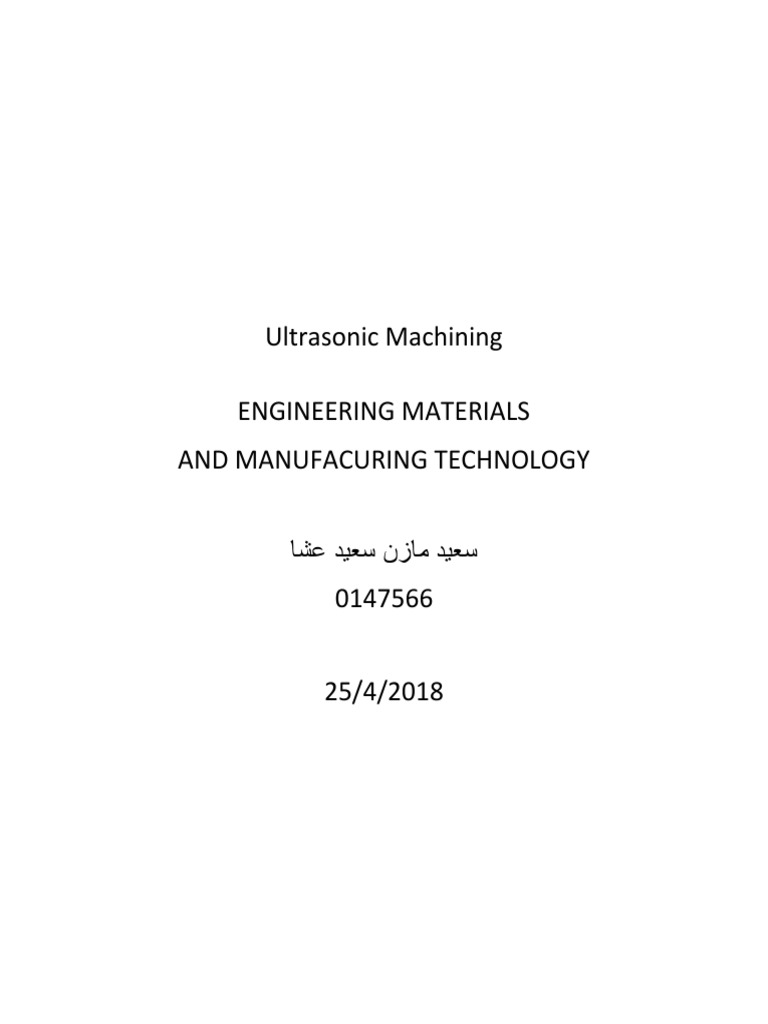 Ultrasonic Machining | PDF | Machining | Materials