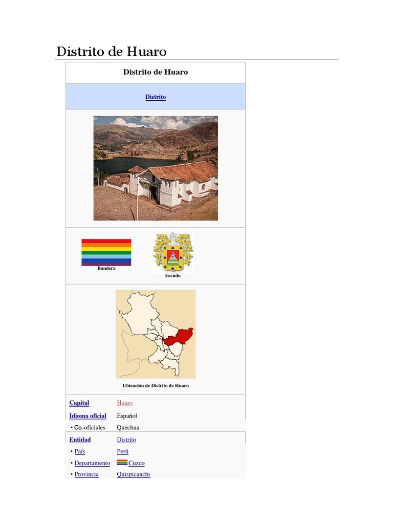 Distrito de Huaro | PDF | Perú