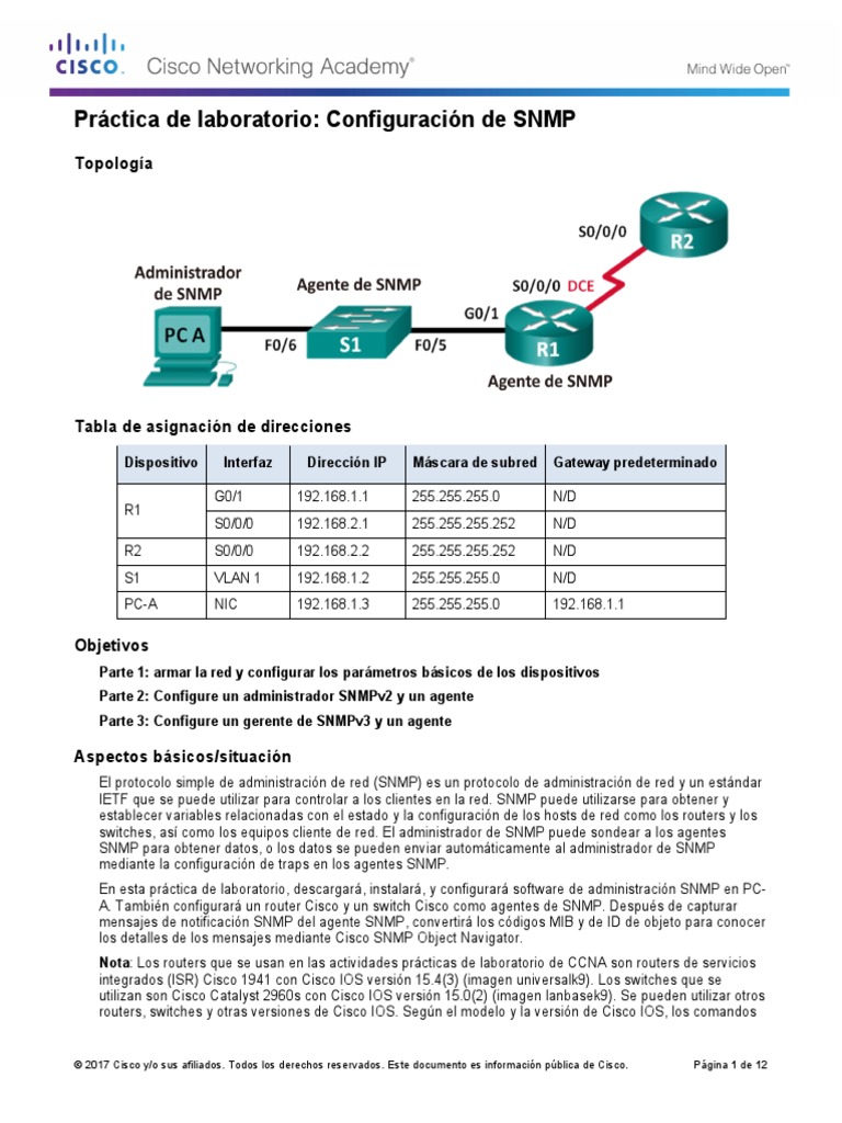 5.2.2.6 Lab Configuring SNMP | PDF | Redes | Ingeniería Informática