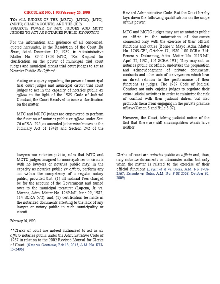 Ex Officio Notaries | PDF | Notary Public | Government Information