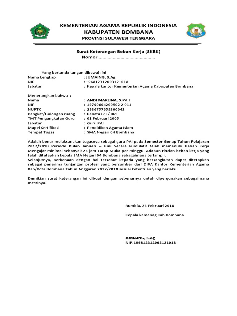 Surat Keterangan SKBK | PDF