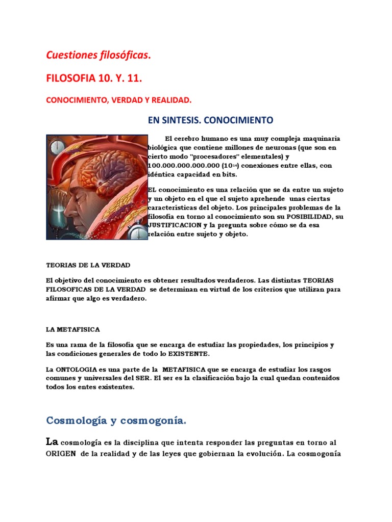 Conocimiento Verdad Y Realidad Pdf Verdad Homo Sapiens