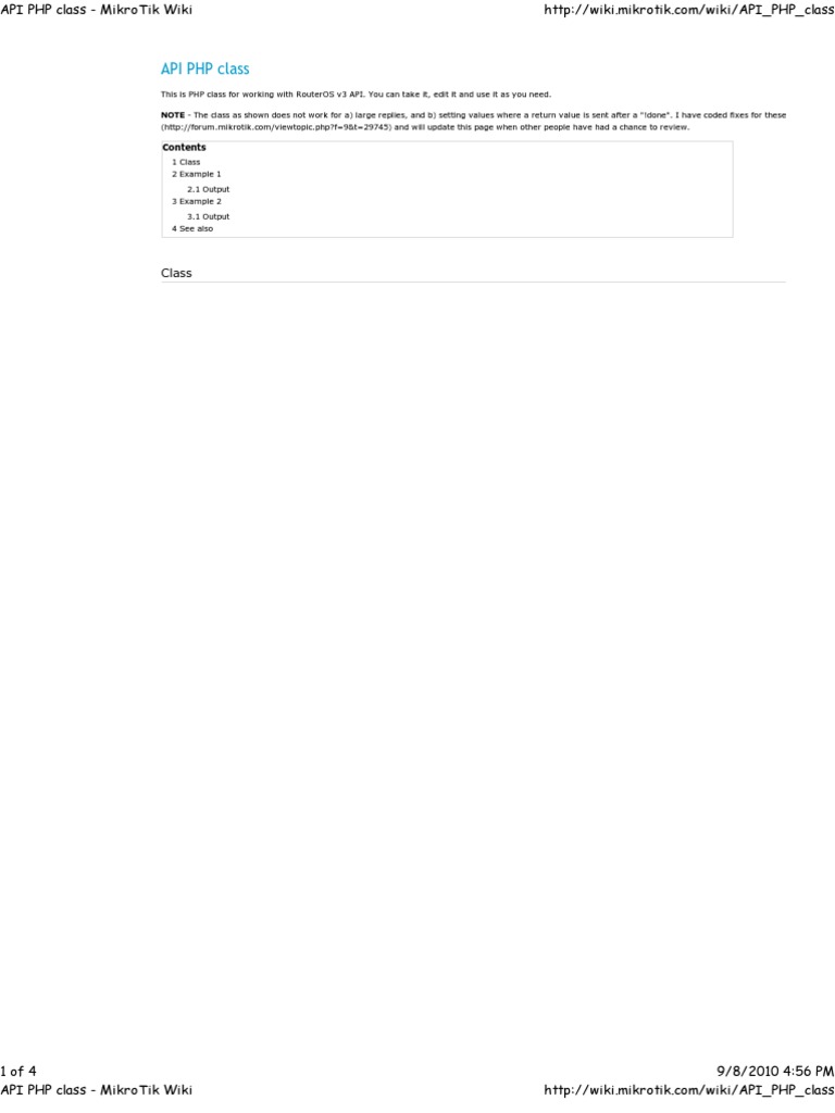 API PHP Class - MikroTik Wiki | PDF | Php | Application Programming ...