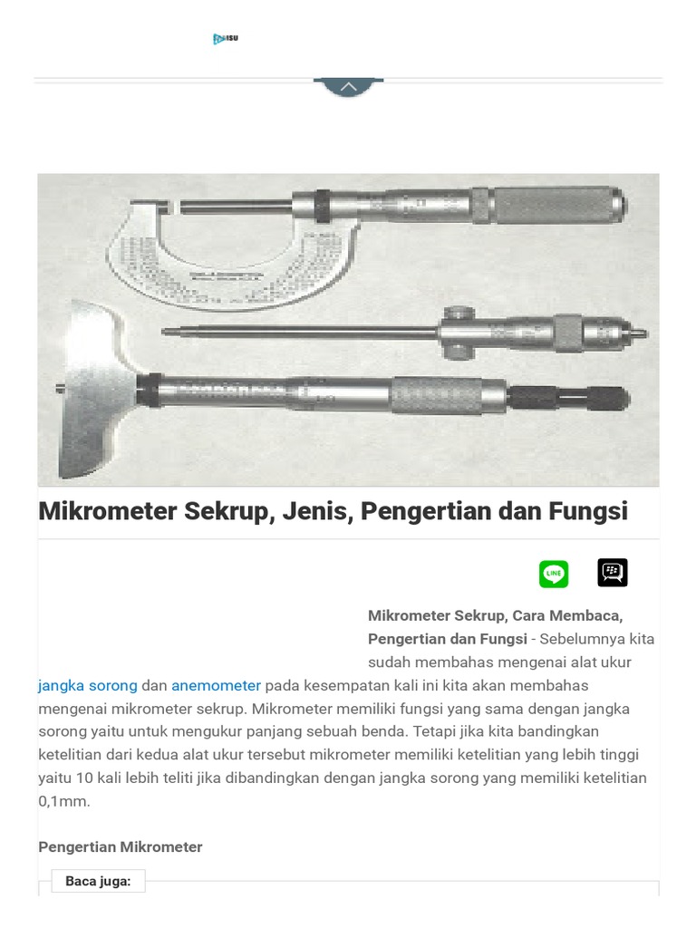 Mikrometer Sekrup, Jenis, Pengertian Dan Fungsi | PDF