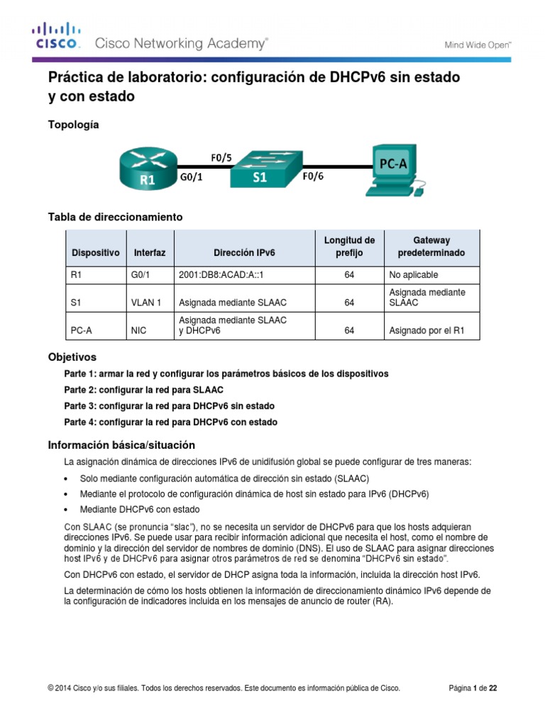 10.2.3.5 Lab - Configuring Stateless and Stateful DHCPv6 | PDF | I Pv6 | Router (Computing)