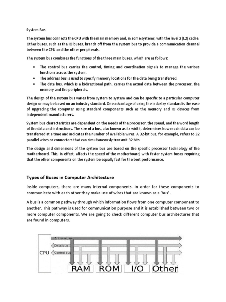 Types of Buses in Computer Architecture | PDF | Central Processing Unit | Input/Output