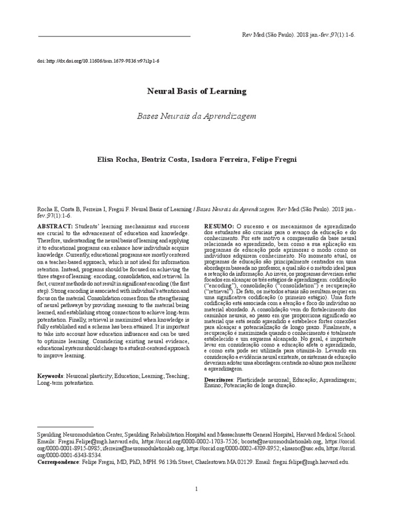 Neural Basis of Learning (5357) | PDF | Memory | Attention