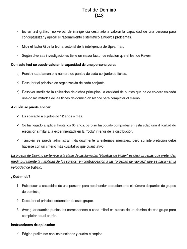 Test Domino d 48 Docx | Ciencia cognitiva | Sicología y ciencia cognitiva