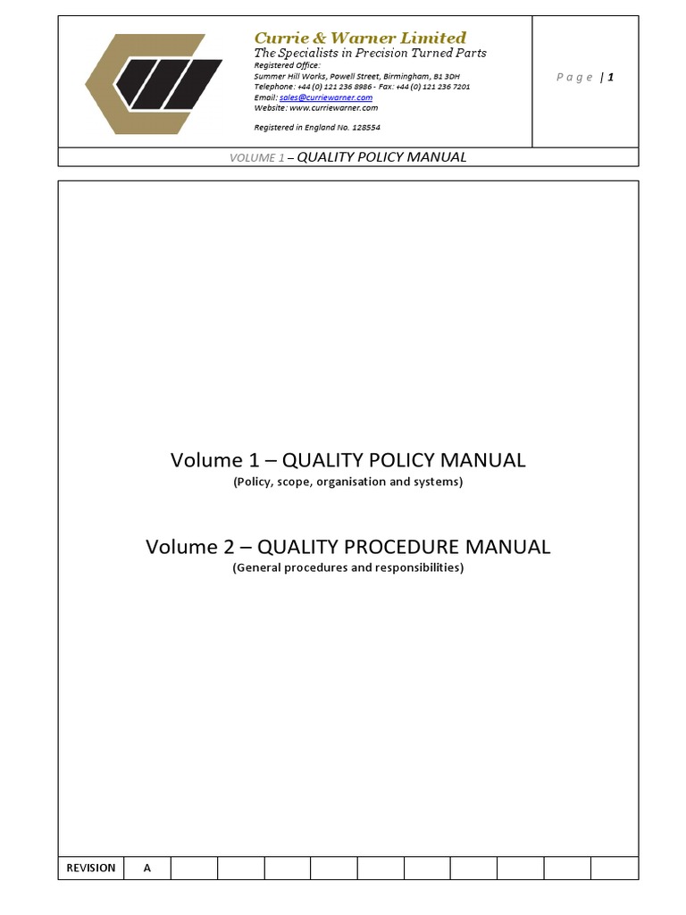 Quality Manual | PDF | Iso 9000 | Quality (Business)