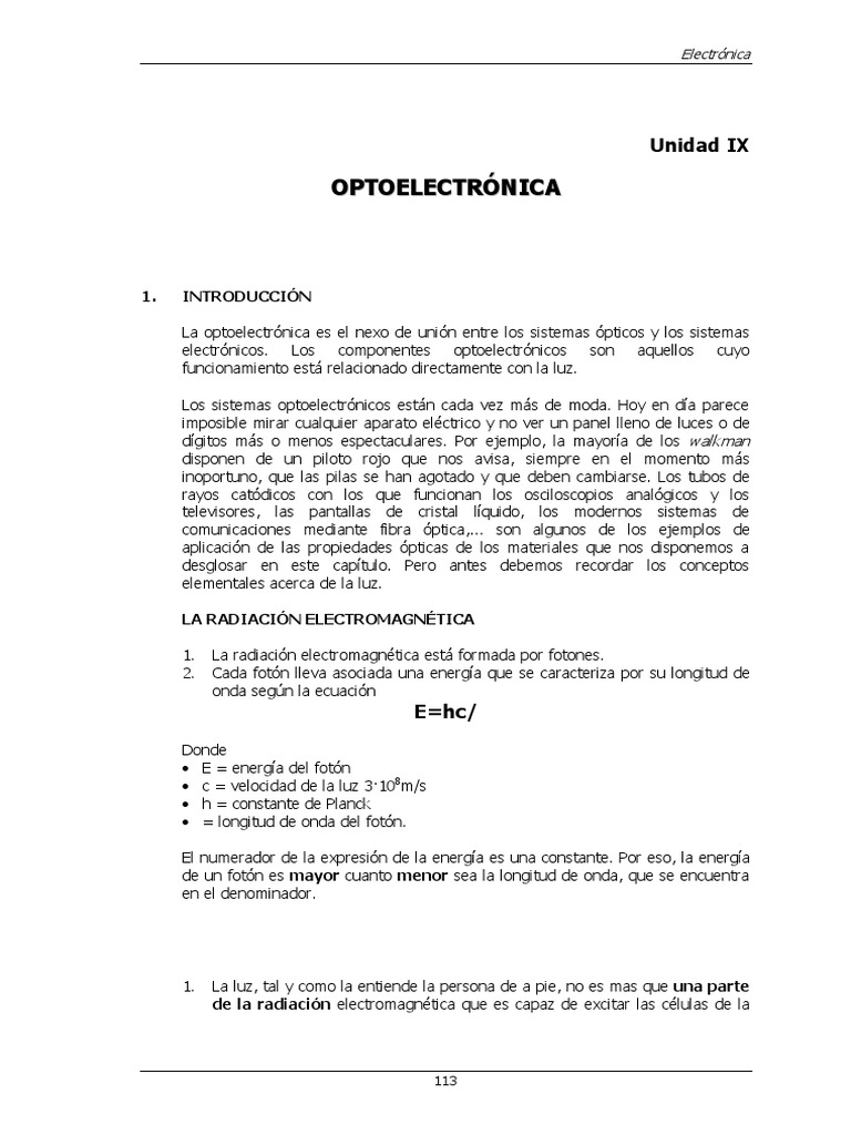 Optoelectronica | PDF | Diodo emisor de luz | Láser