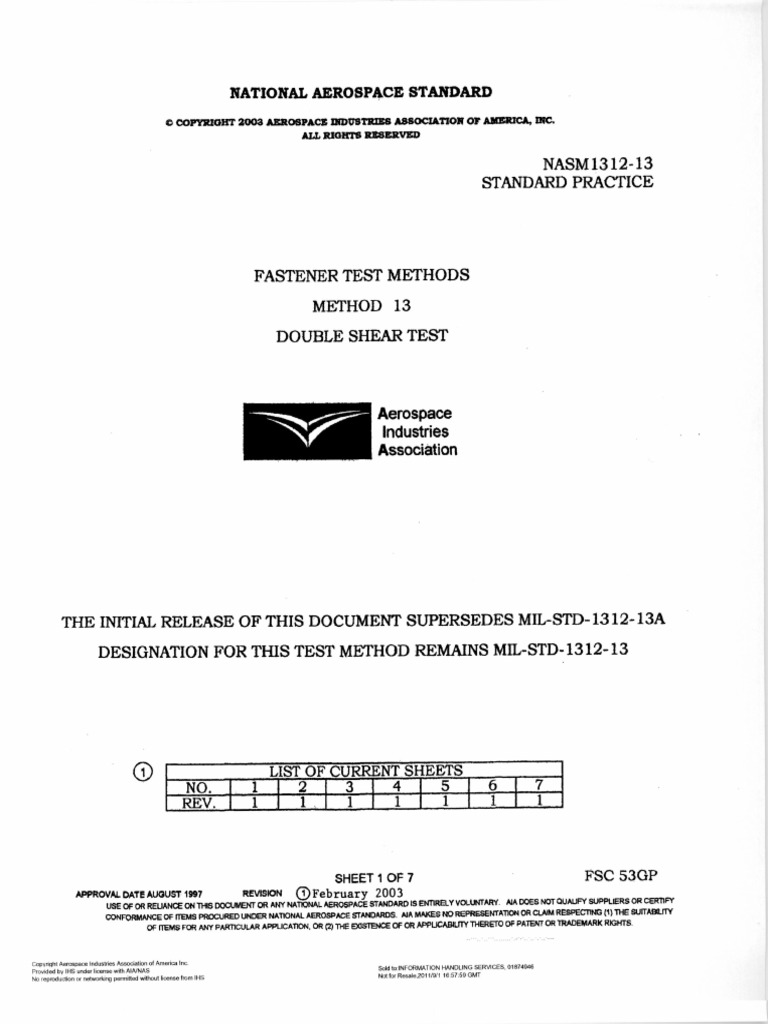 Nasm1312-13 Double Shear Test | PDF | Specification (Technical Standard ...