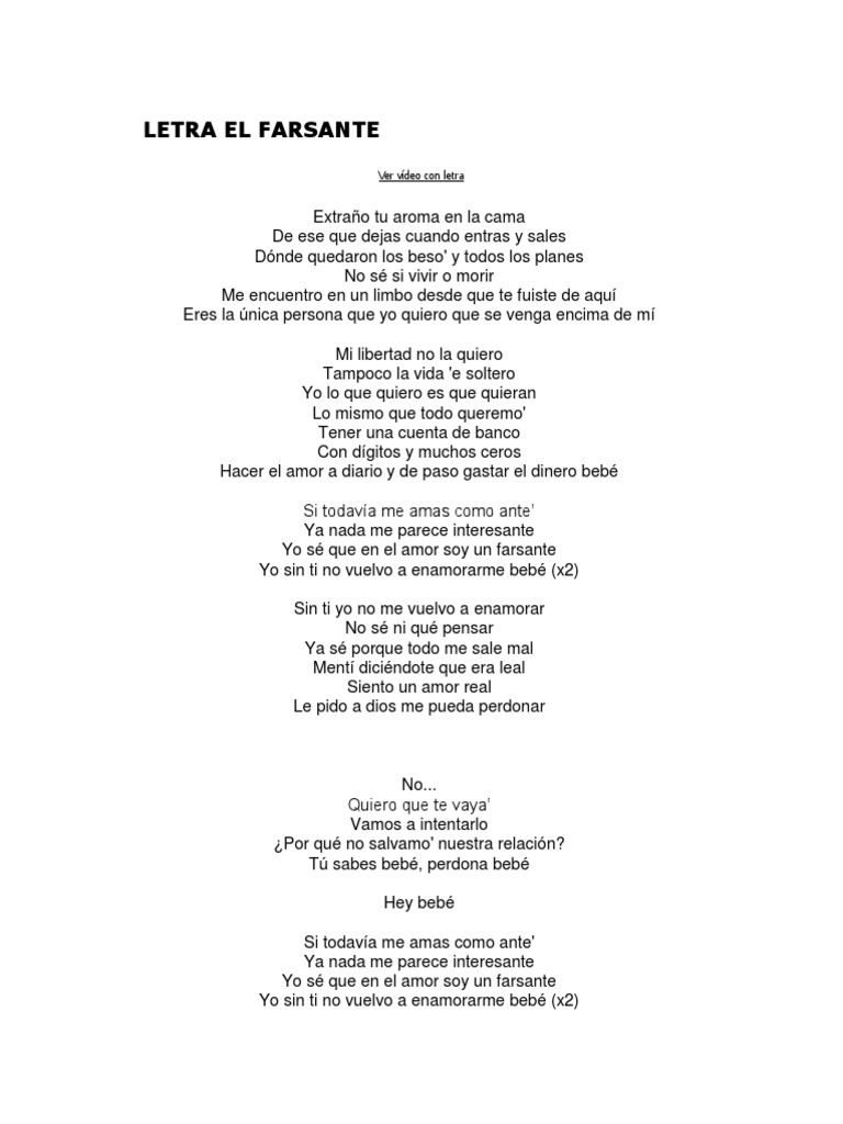 Letra El Farsante | PDF
