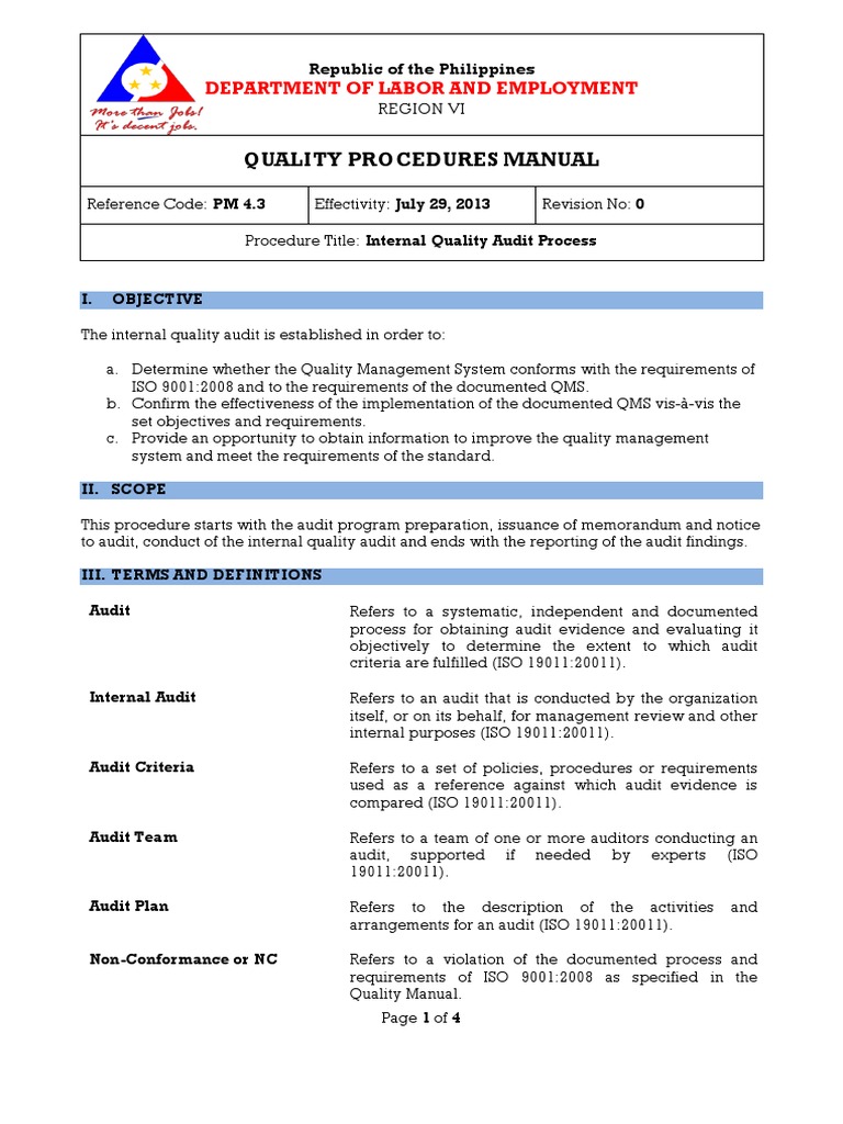 Internal Quality Audit Process | PDF | Iso 9000 | Audit