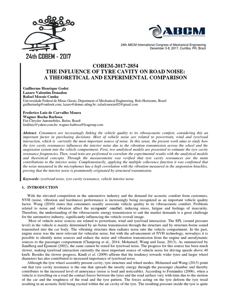 The Influence of Tyre Cavity On Road Noise | PDF | Tire | Resonance