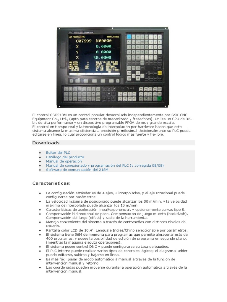 El Control GSK218M Es Un Control Popular Desarrollado Independientemente Por GSK CNC Equipment ...