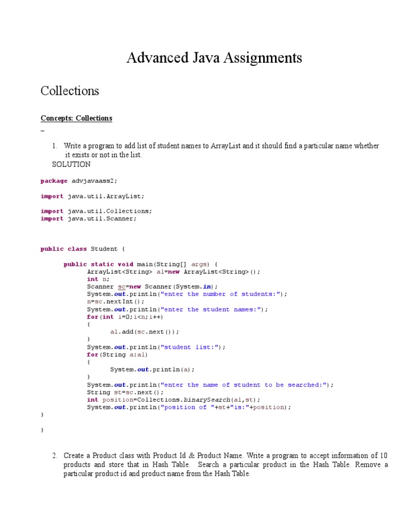 AdvJava Day2Assignments | Download Free PDF | Computer Programming | Areas Of Computer Science