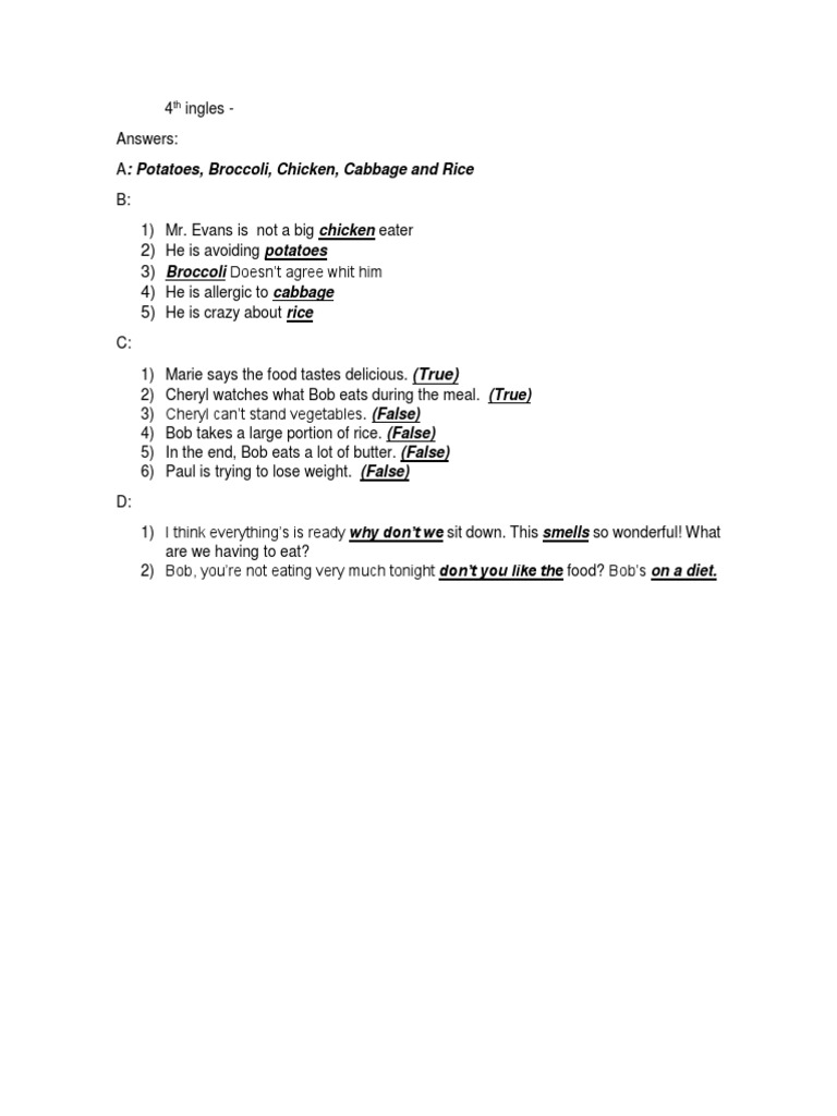 Food Preferences and Meal Discussion | PDF
