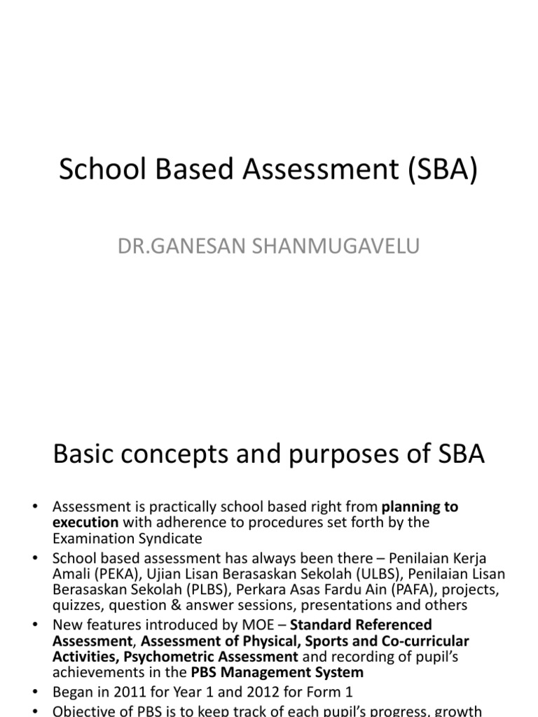 M13-14 10 School Based Assessment (SBA) | PDF | Educational Assessment ...