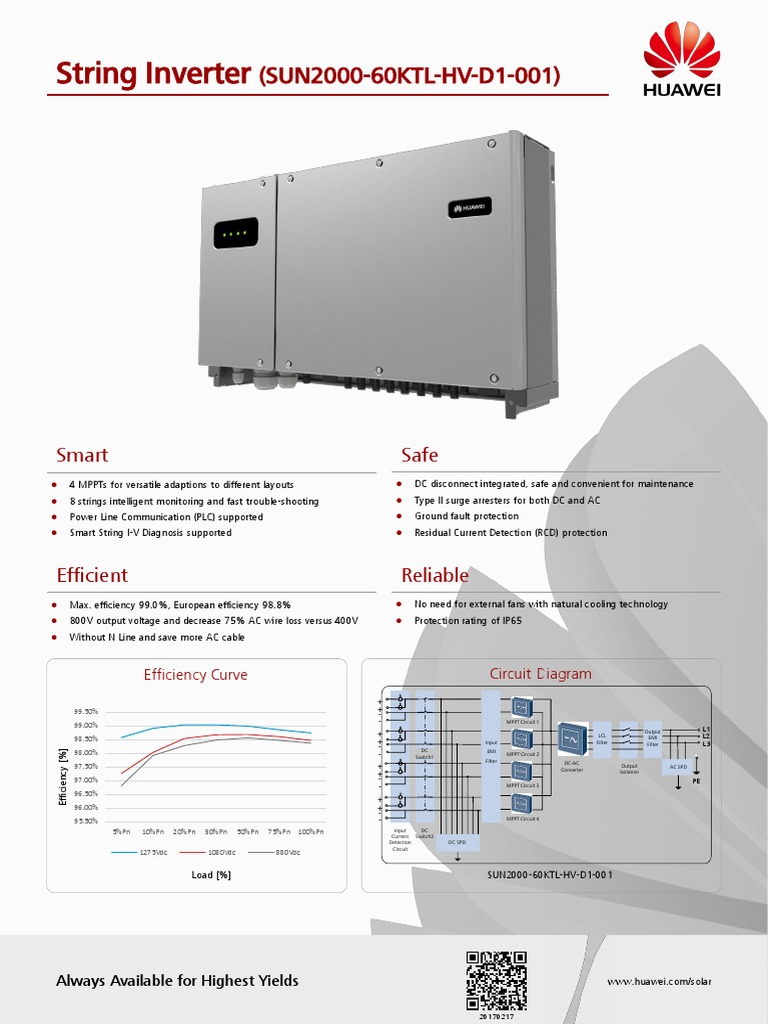 Huawei Sun2000-60ktl-Hv-d1-001 Datasheet Draft A en - (20170217) | PDF | Power Inverter ...