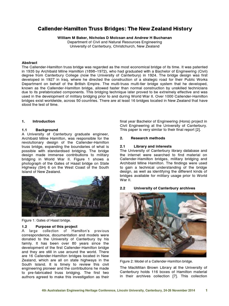 NZ Callender-Hamilton Bridges | PDF | Bridge | Truss