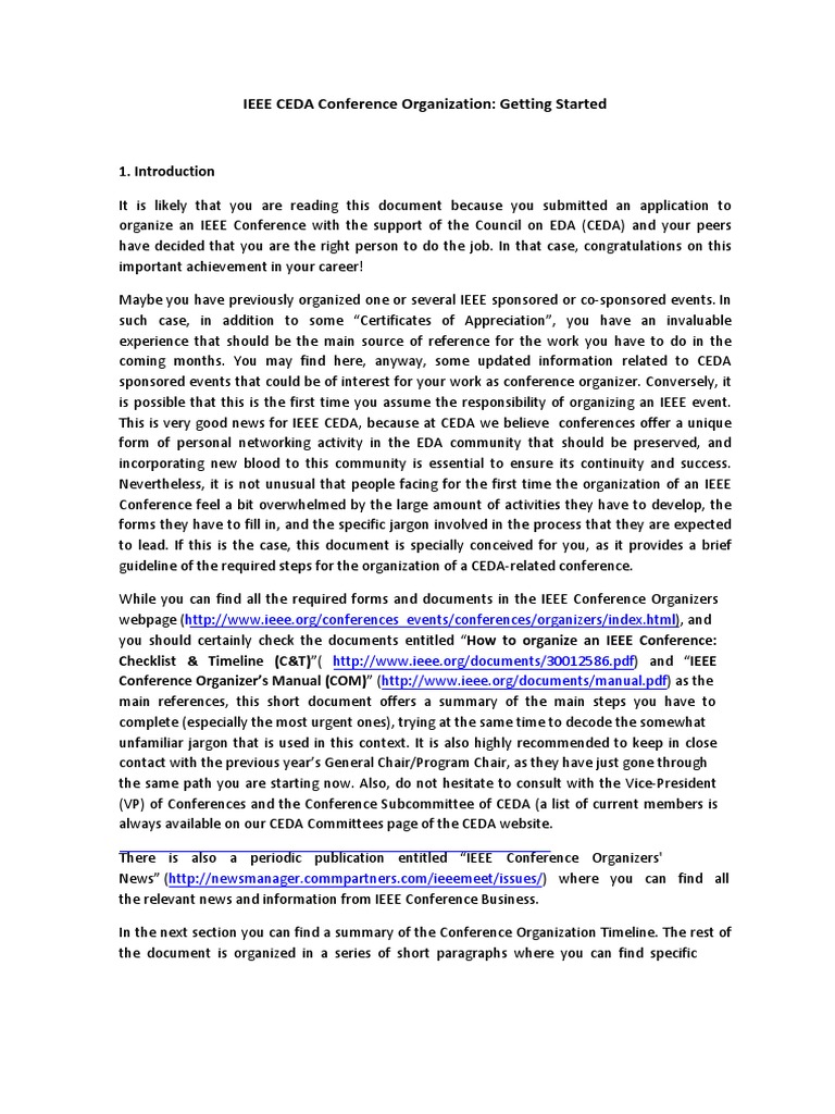 IEEE CEDA Conference Organization v2.1 | PDF | Institute Of Electrical ...