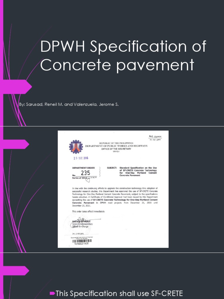 DPWH Concrete Pavement Specifications | PDF
