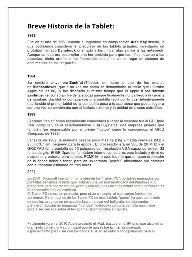 Tablet Historia | PDF | Tableta | Arquitectura de Computadores