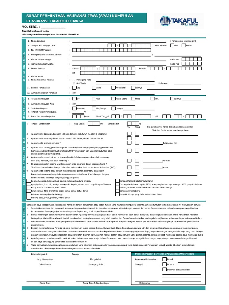 Form Asuransi Jiwa Takaful | PDF